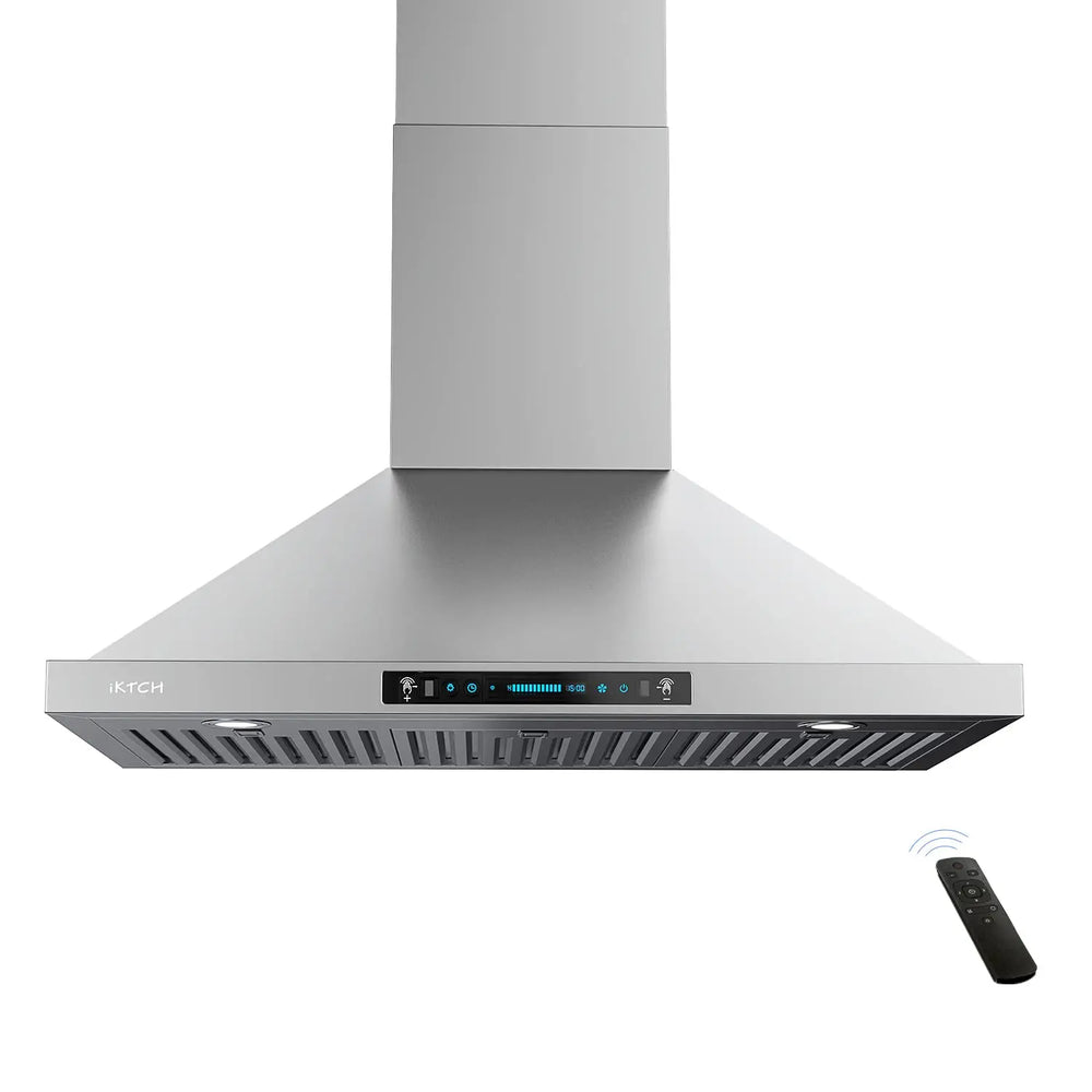 IKTCH Wall Mount Range Hood 900 CFM Ducted/Ductless Convertible, Kitch