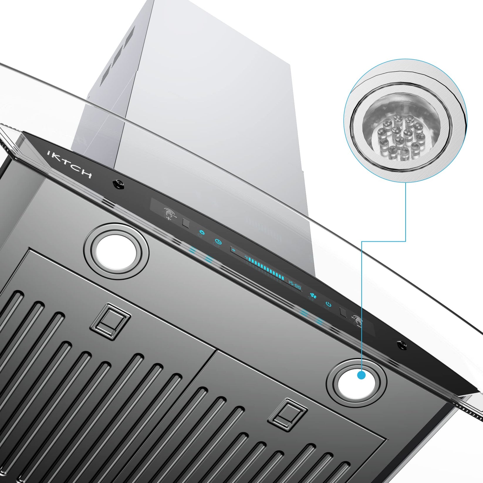 IKTCH IKIS01 Island Mount Range Hood 900 CFM Ducted Kitchen Vent Hoods