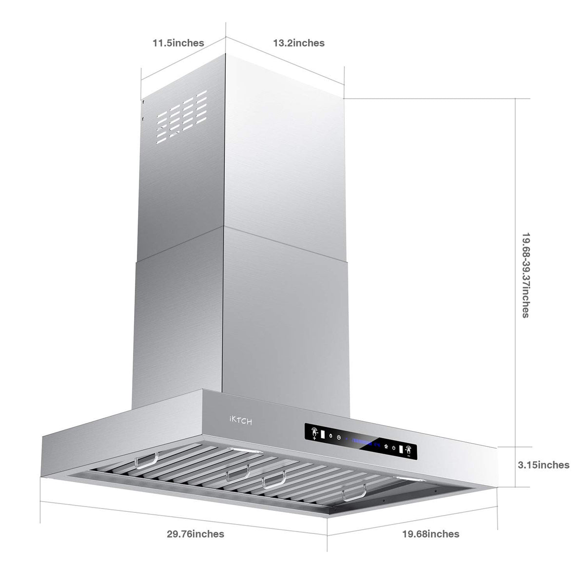 IKTCH Wall Mount Range Hood, 900 CFM Ducted Range Hood with 4 Speed Fa