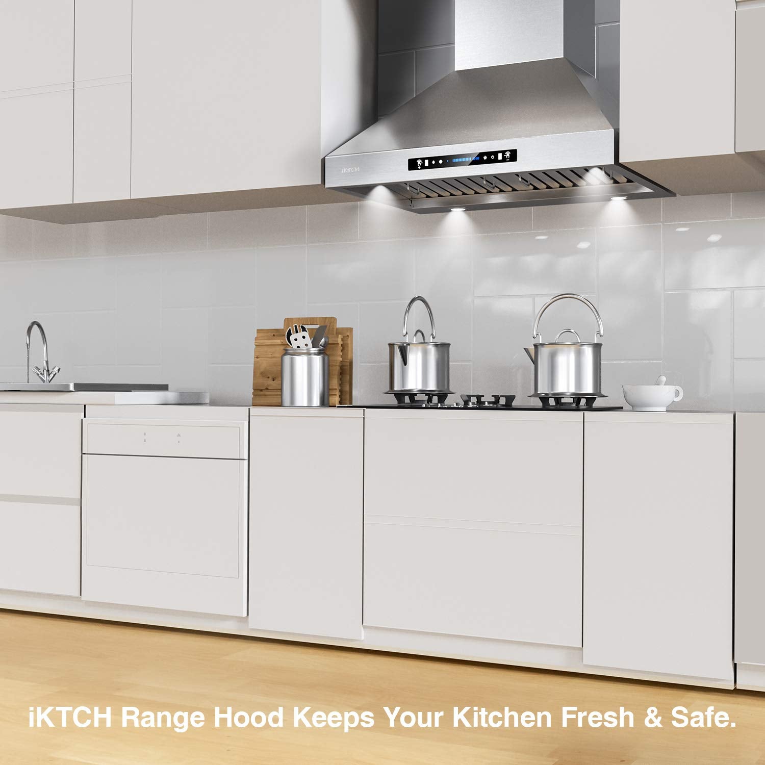 IKTCH IKP04 Wall Mount Range Hood 900 CFM Ducted / Ductless Kitchen Ve